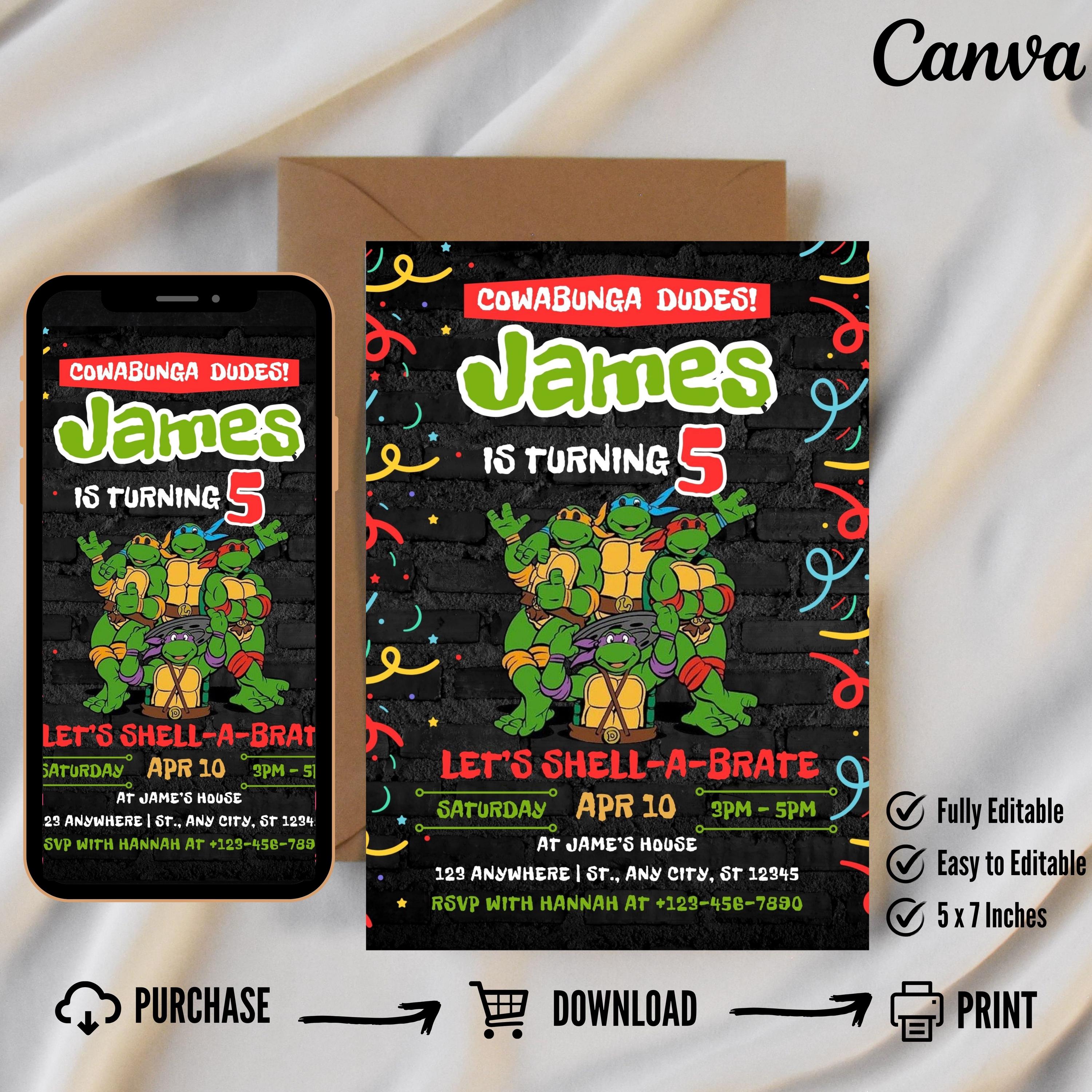 Editable Ninja Turtle Birthday Invitation | Printable Ninja Invite ...