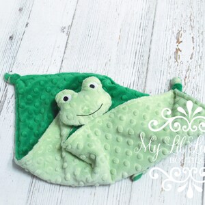Small Froggy Stuffy Lovey Blanket Personalized Minky - Sage Kelly Green ...