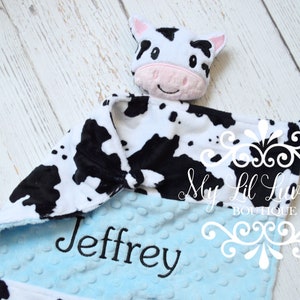 Stuffed Animal Baby Cow Print Lovey Blanket Personalized - Comfort ...