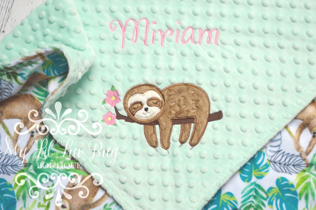 Personalized Baby Girl Sloth Baby Blanket Jungle Baby - Etsy Singapore
