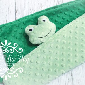 Small Froggy Stuffy Lovey Blanket Personalized Minky - Sage Kelly Green ...