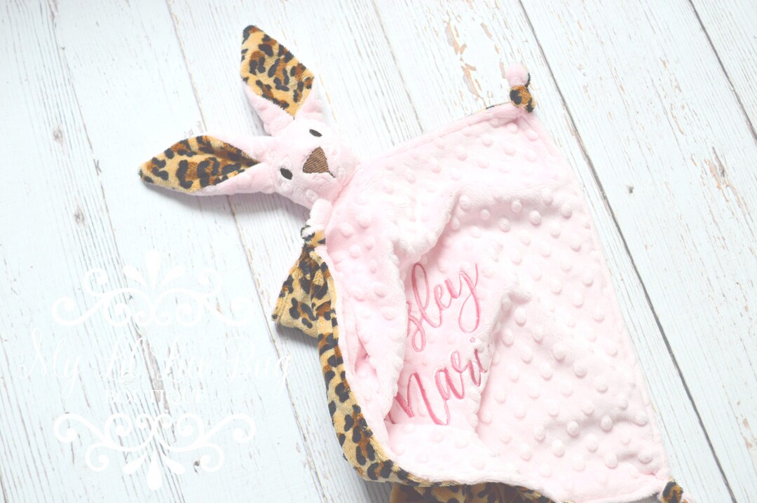 Small Bunny Lovey Blanket Personalized - Cheetah Print Leopard Comfort ...