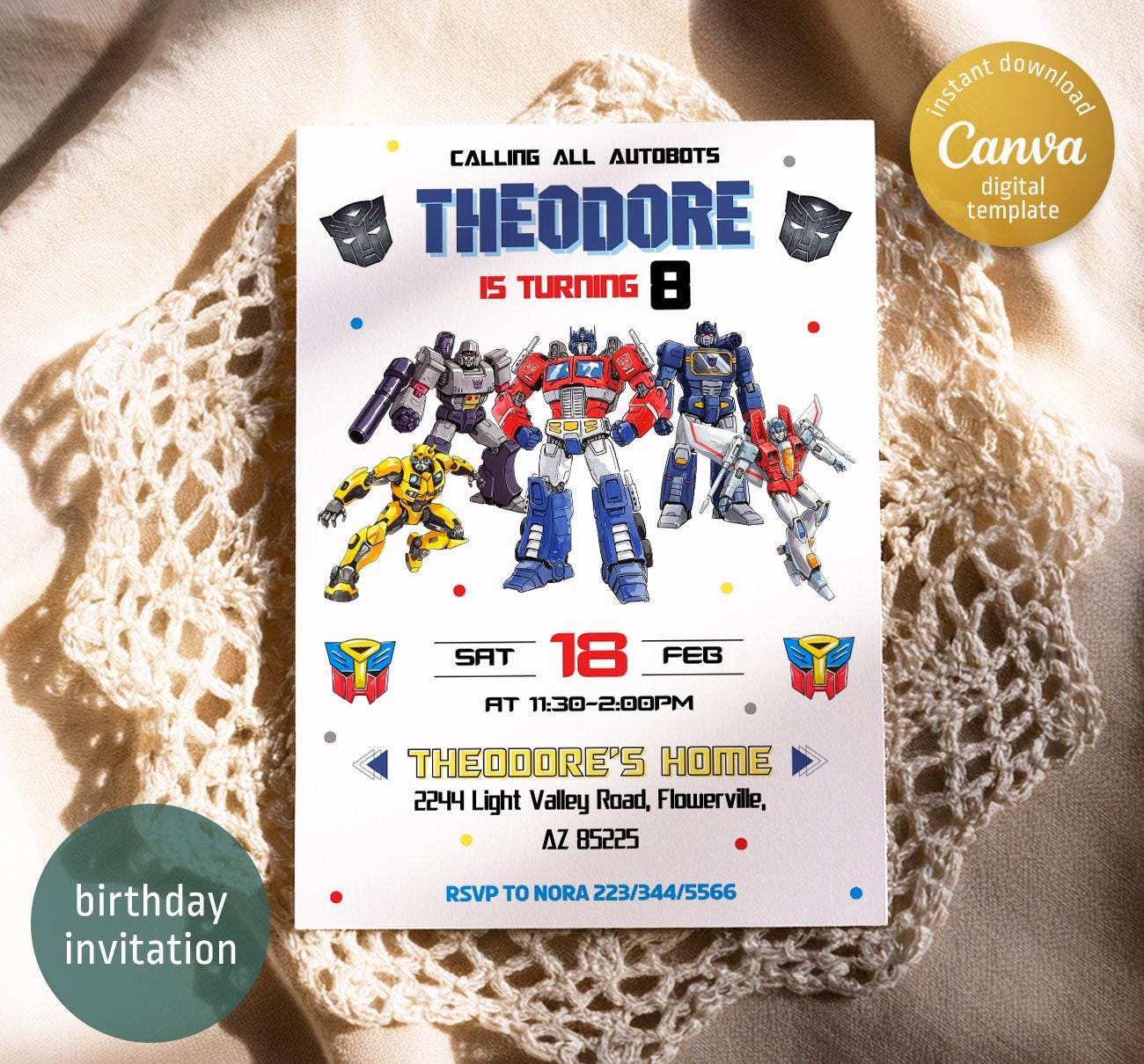 Printable Rescue Bots Birthday Invitation, Optimus Prime Invite ...