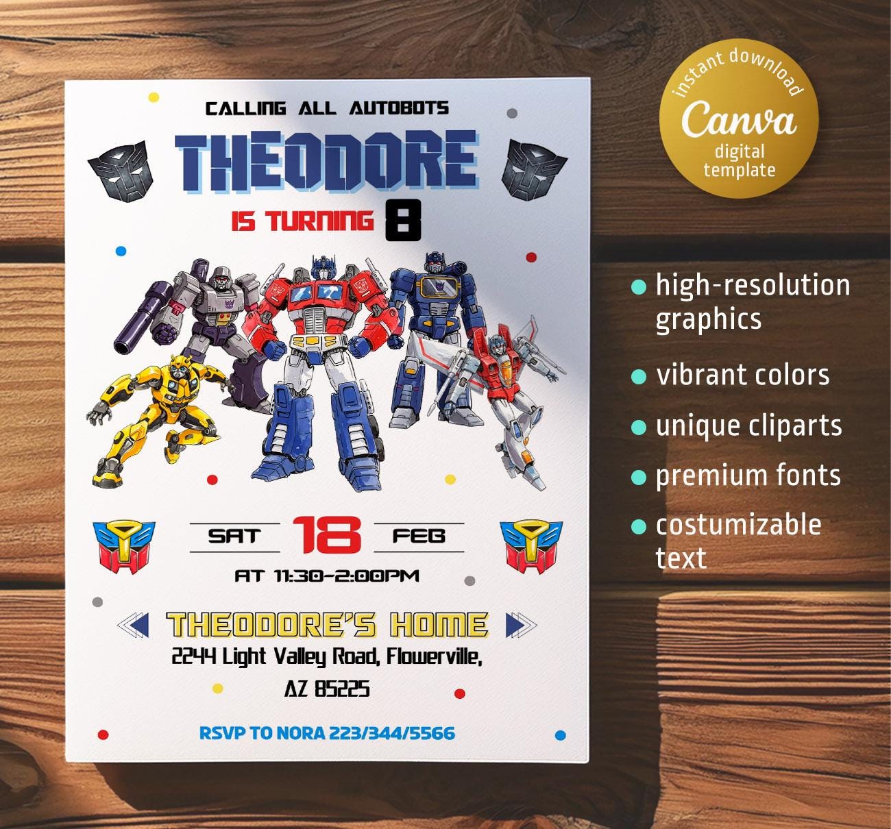 Printable Rescue Bots Birthday Invitation, Optimus Prime Invite ...