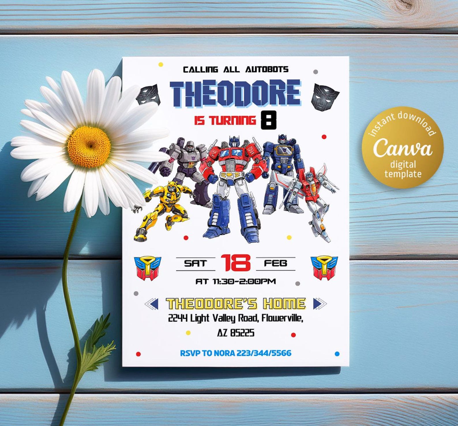 Printable Rescue Bots Birthday Invitation, Optimus Prime Invite ...