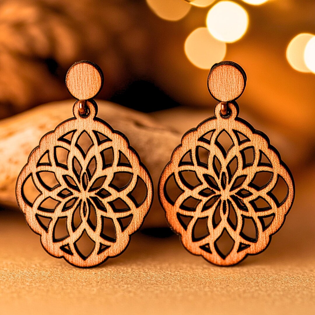 Swirl Shape Svg Rounded Earring Layered Wooden Svg Lasercut Earring Svg ...