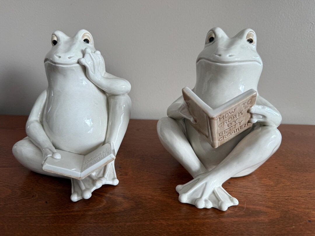 Fitz and Floyd Ceramic Frog Bookends | Whimsical Vintage Decor | Made ...