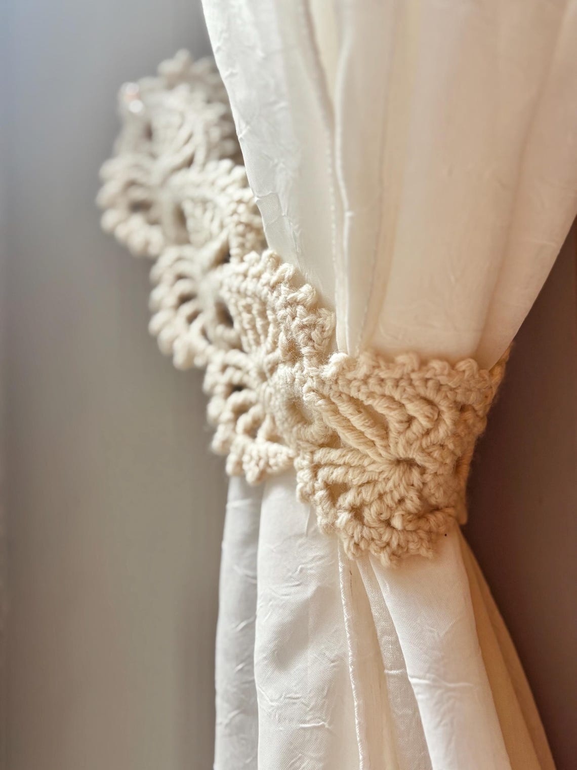 Lace Wool Curtain Tie Backs Crochet | Handmade | Curtain Tie | Crochet ...