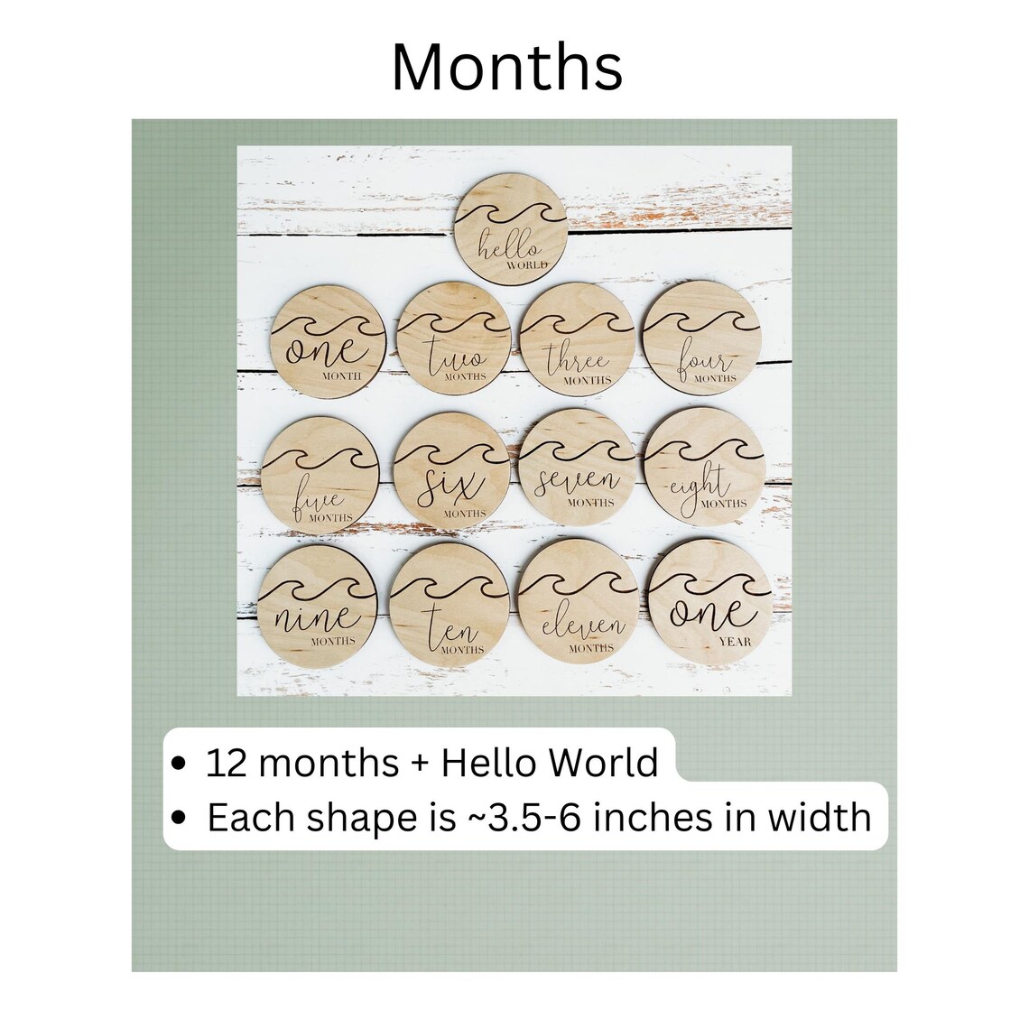 Wooden Monthly Milestone Disc for Baby Photos | Nautical Ocean Theme ...