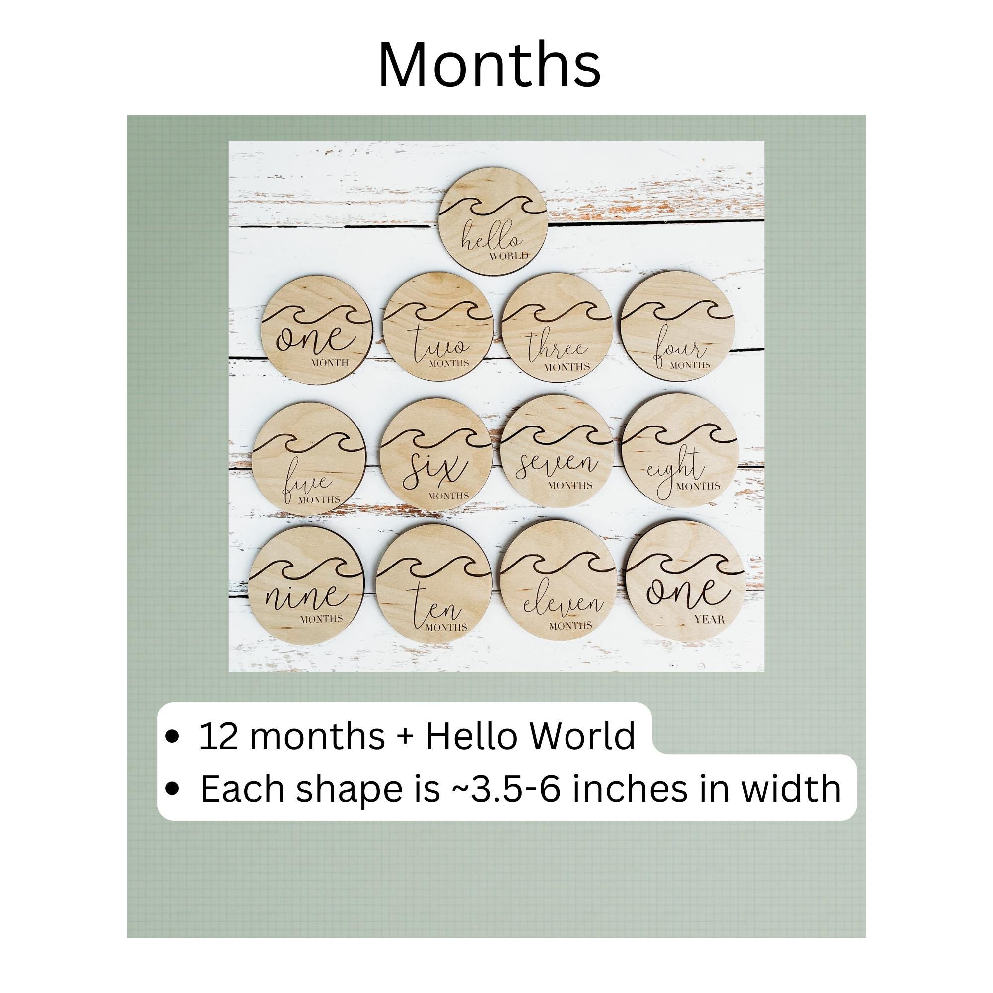 Wooden Monthly Milestone Disc for Baby Photos | Nautical Ocean Theme ...