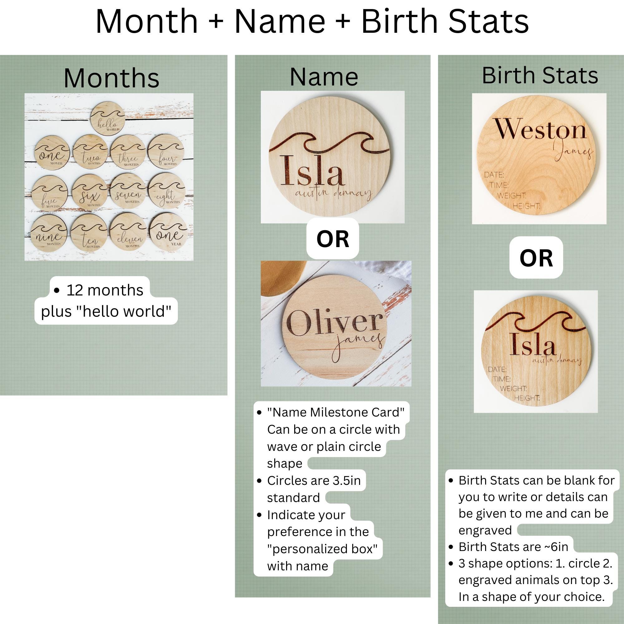 Wooden Monthly Milestone Disc for Baby Photos | Nautical Ocean Theme ...