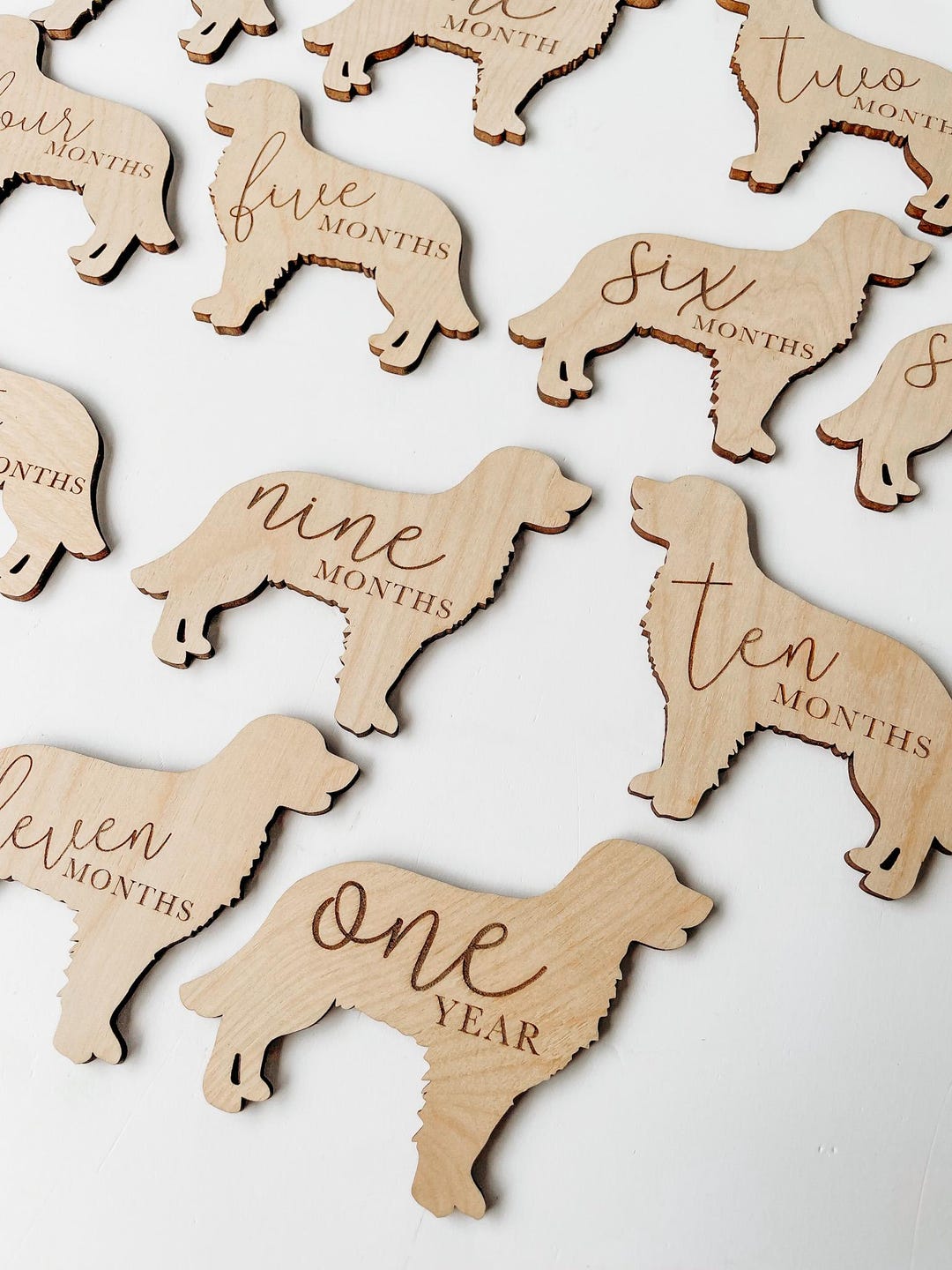 Dog Baby Milestone Markers, Wooden Monthly Photo Props, Pet Lover Baby ...