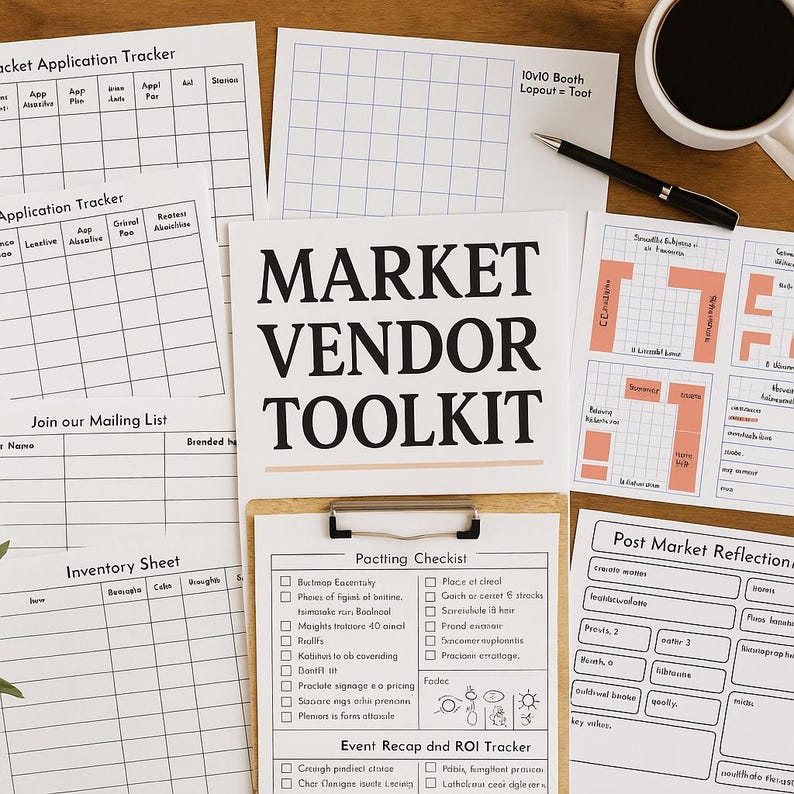 Vendor Market Worksheets | Printable Planner and Checklists for Craft ...