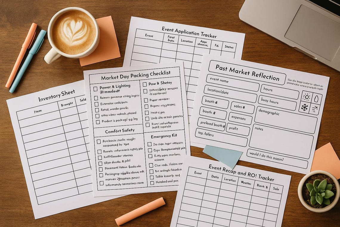Vendor Market Worksheets | Printable Planner and Checklists for Craft ...