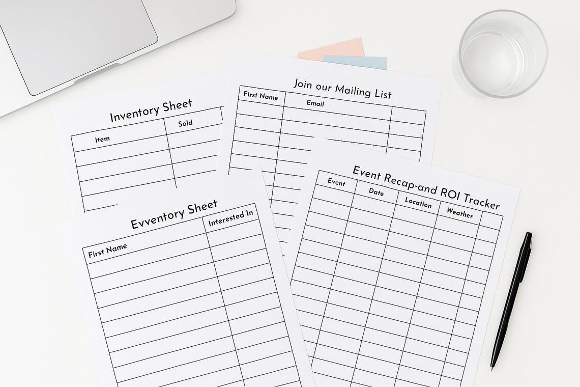 Vendor Market Worksheets | Printable Planner and Checklists for Craft ...