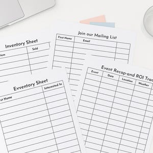 Vendor Market Worksheets | Printable Planner and Checklists for Craft ...