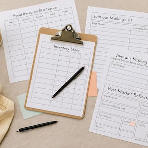Vendor Market Worksheets | Printable Planner and Checklists for Craft ...