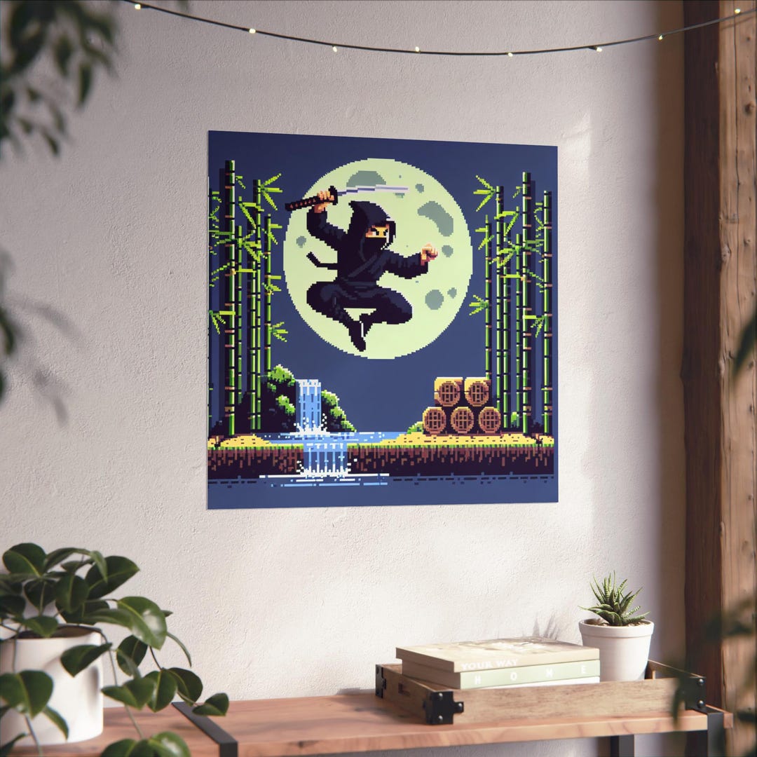 8-bit Ninja Training Poster - Retro Gaming Art Print, Pixel Art Wall ...