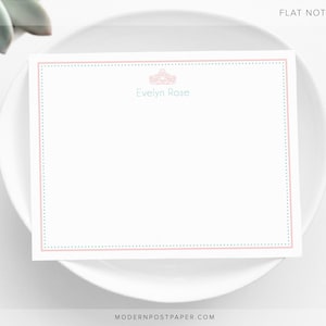 Girly Note Cards | Pink Princess FLAT | Personalized Stationery ...