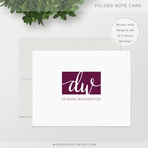 Personalized Thank You Notecards • Block Initials SCRIPT • Folded Note ...