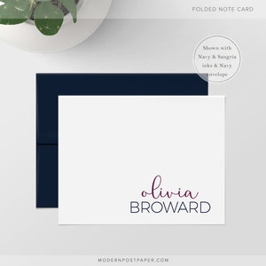 Personalized Stationery • Script Print Stacked • Folded Note Cards With ...