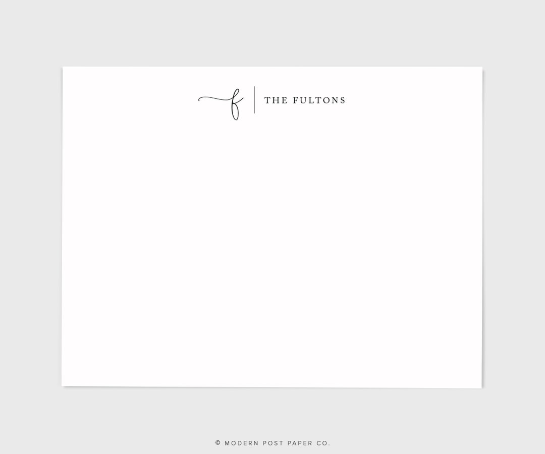 Personalized Stationery • SCRIPT INITIAL • Flat Note Cards and ...
