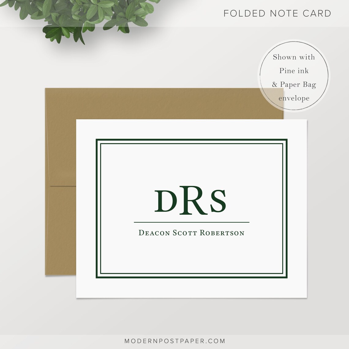 Personalized Thank You Notes • Male Monogram • Folded Note Cards With ...