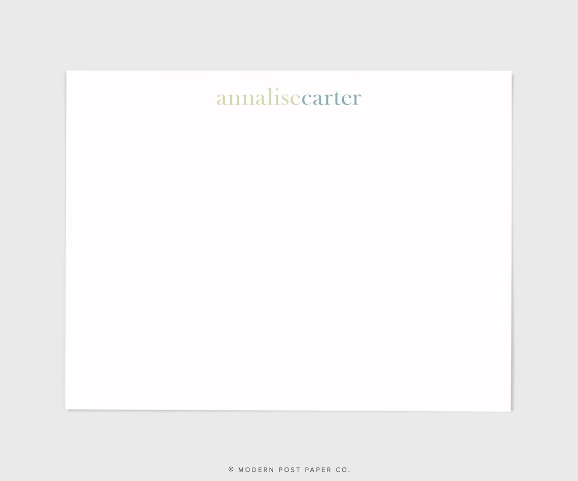 Personalized Note Cards Set | Two-tone Traditional FLAT | Notecards and ...