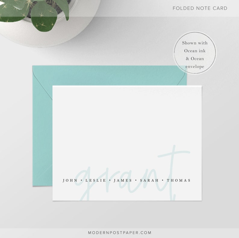 Personalized Stationery Family Script Folded Note Cards - Etsy