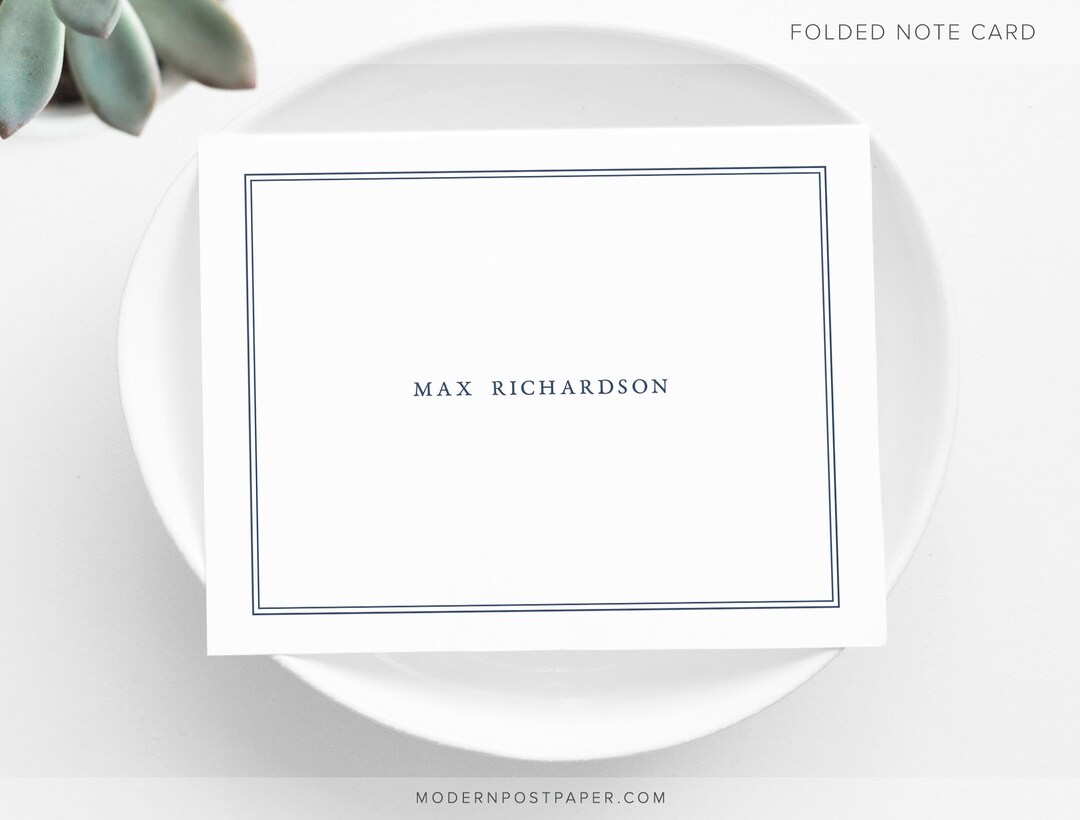 Personalized Stationery • Clean & Simple Serif • Folded Note Cards With ...