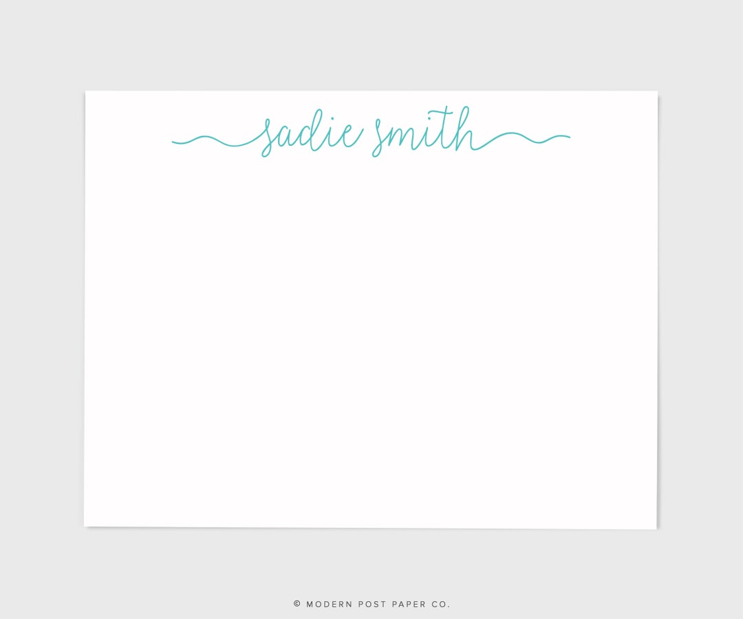 Personalized Notecards Set • Ribbon Script FLAT • Note Cards for Girls ...