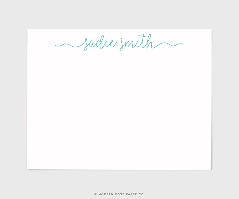 Personalized Notecards Set • Ribbon Script FLAT • Note Cards for Girls ...