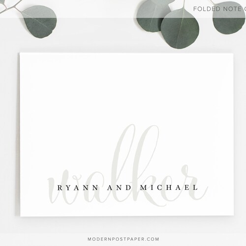 Personalized Stationery Family Script Folded Note Cards - Etsy