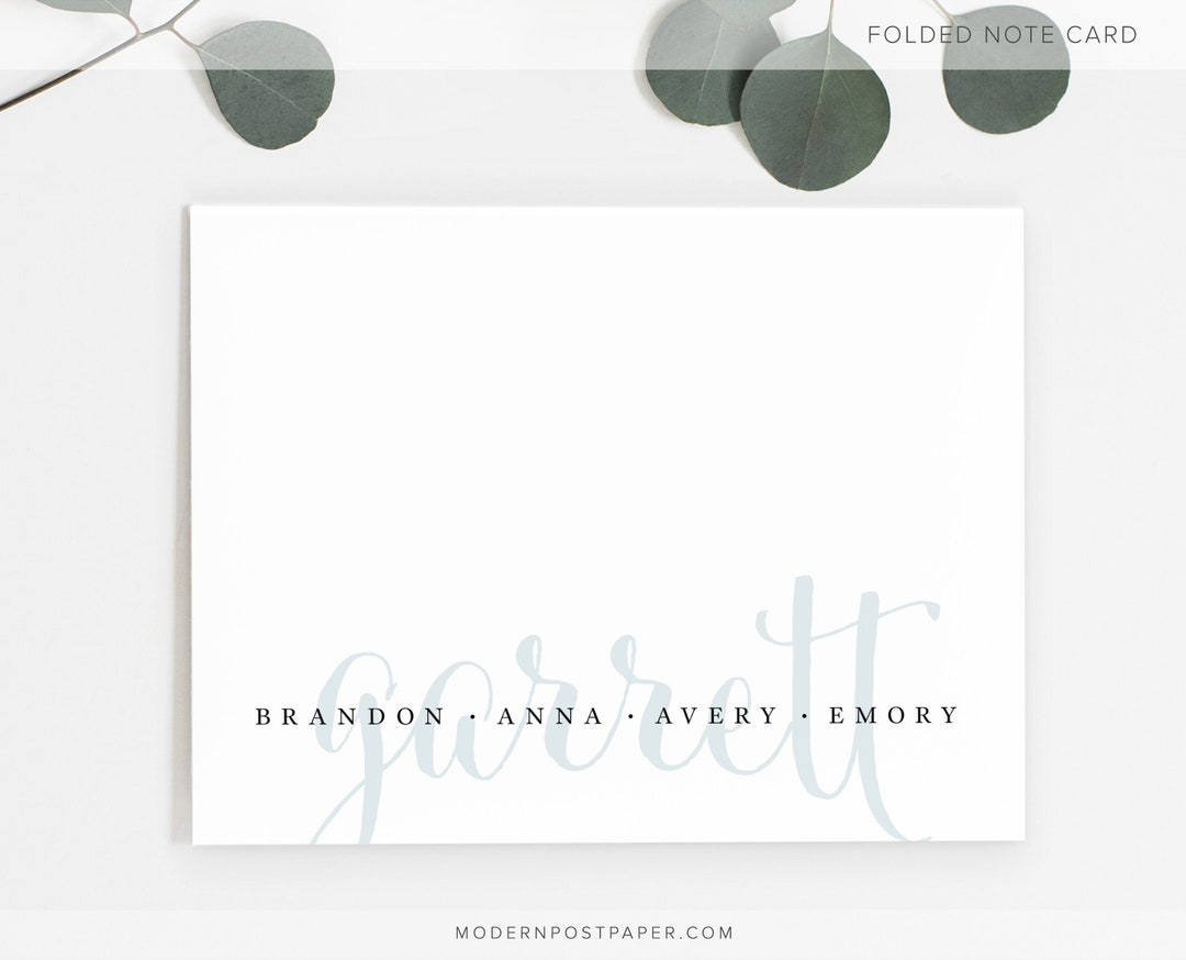Personalized Stationery • Family Script WHIMSY • Folded Note Cards W ...