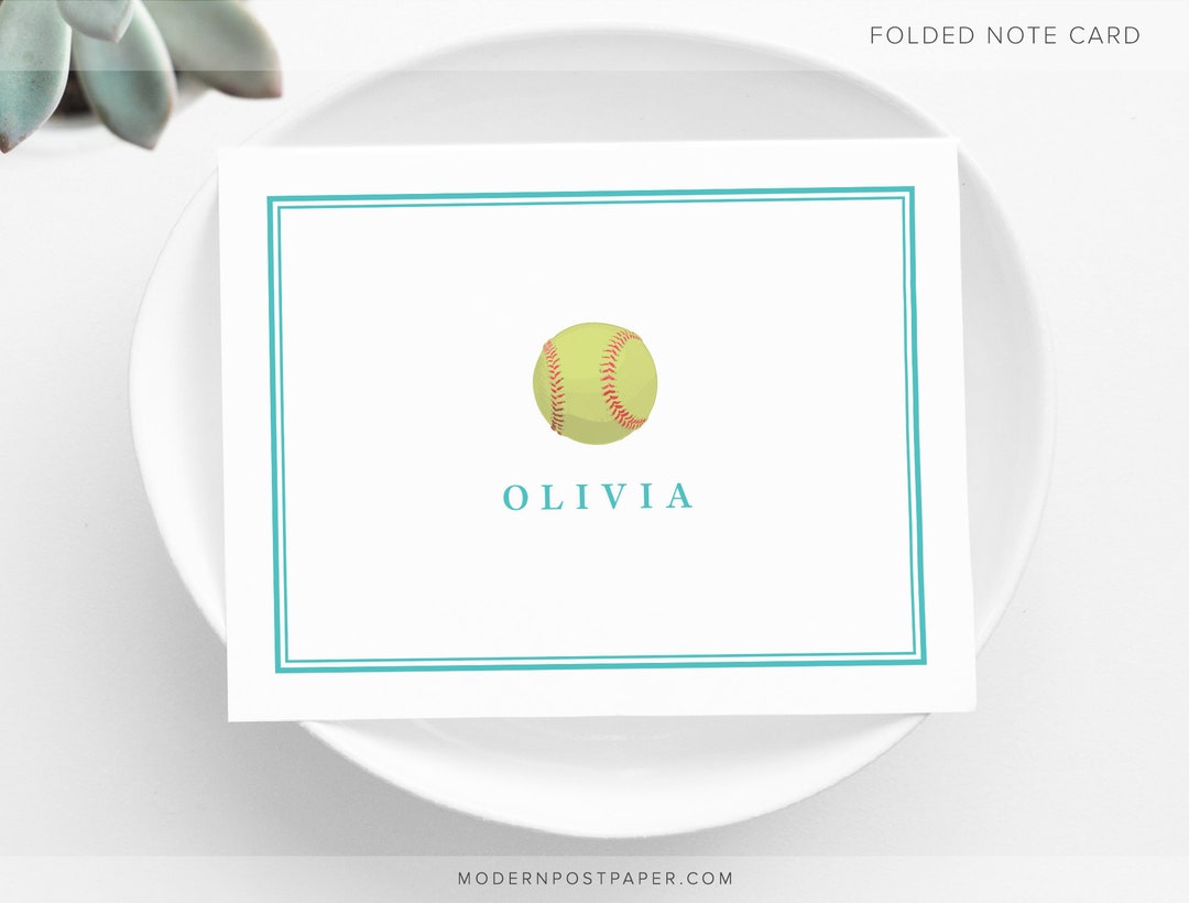 Personalized Stationery • Good Sport SOFTBALL • Folded Softball Note ...