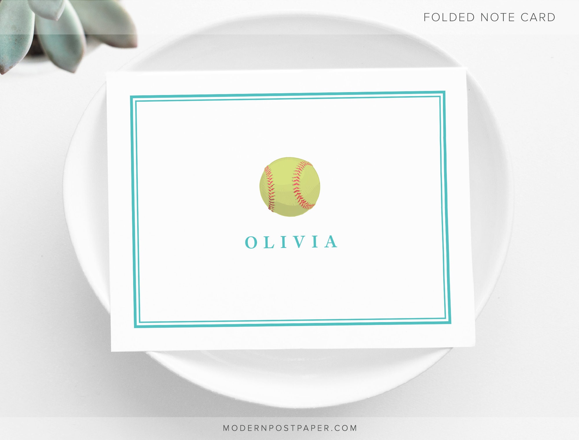 Personalized Stationery • Good Sport SOFTBALL • Folded Softball Note ...