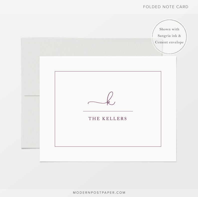 Personalized Stationery • Script Initial • Folded Note Cards With ...