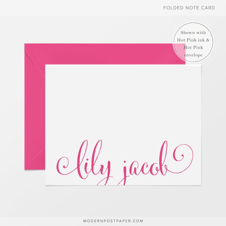 Personalized Thank You Notecards • Whimsy Script • Folded Note Cards With Envelopes ...