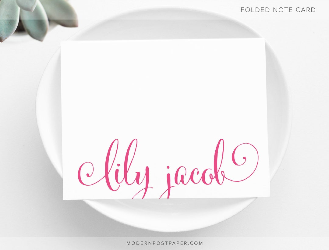 Personalized Thank You Notecards • Whimsy Script • Folded Note Cards With Envelopes ...