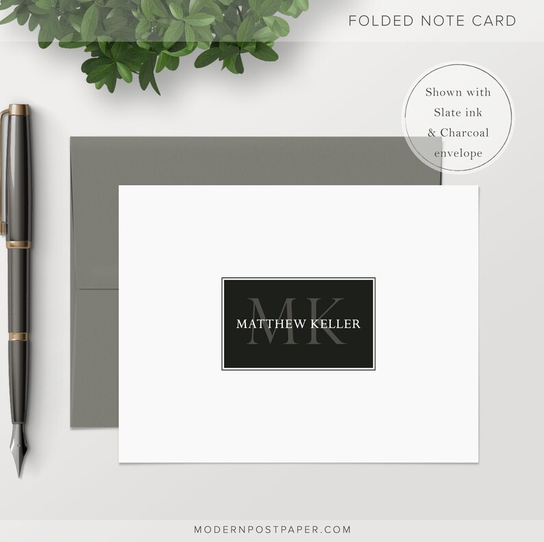 Personalized Stationery • Name Block • Folded Note Cards With Envelopes ...
