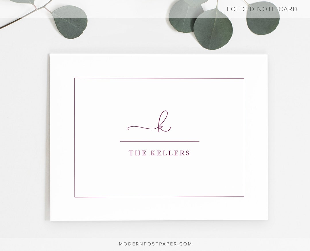 Personalized Stationery • Script Initial • Folded Note Cards With ...