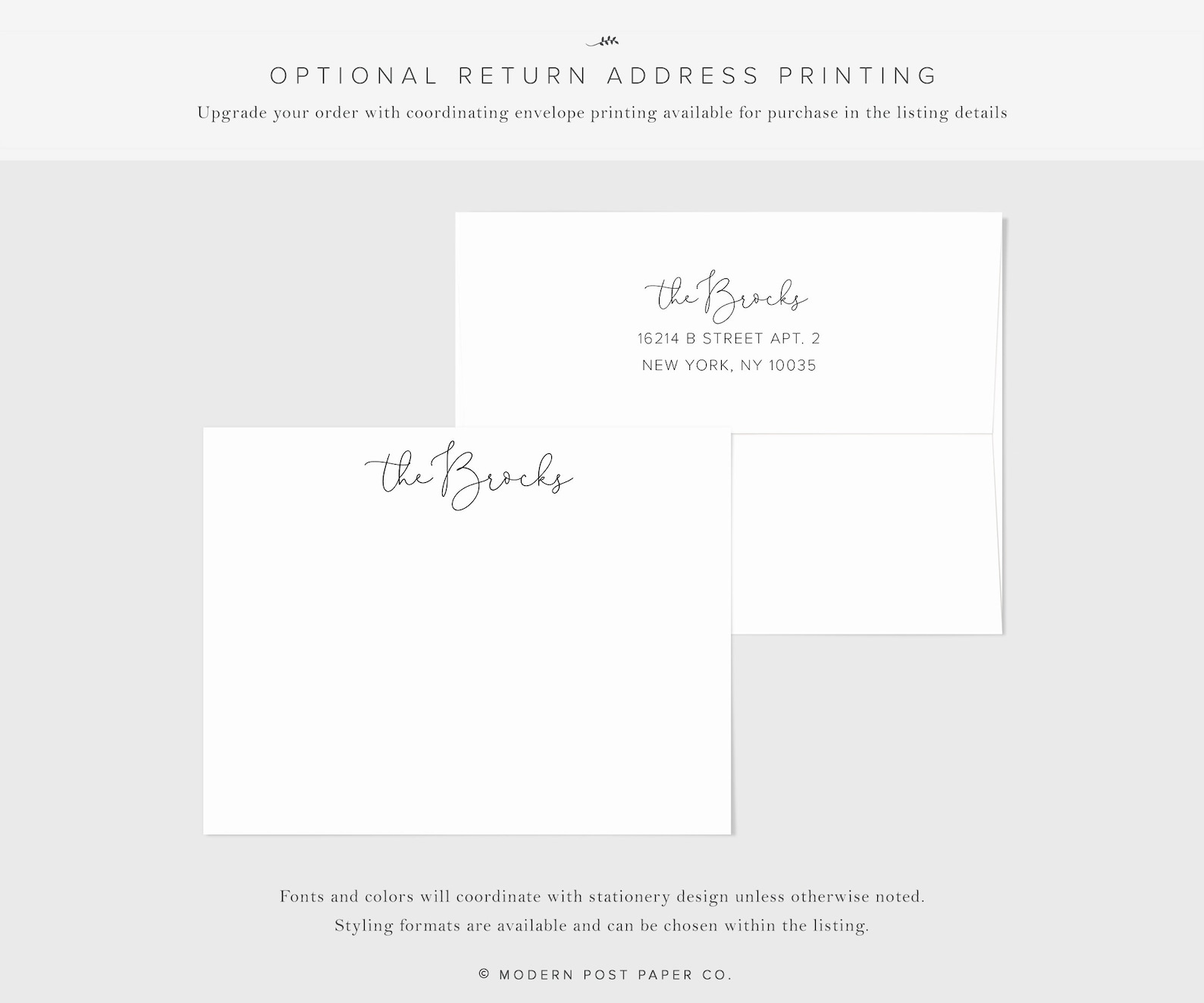 Personalized Stationery Signature Script Flat Note Cards and Envelopes ...