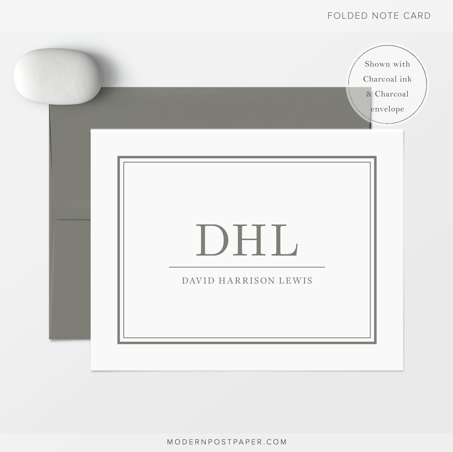Personalized Thank You Notes • Male Monogram INITIALS • Folded Note ...