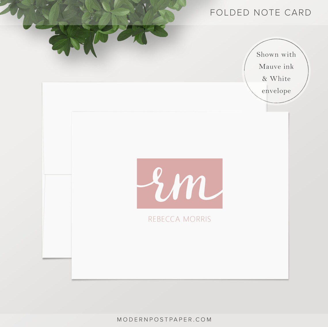 Personalized Thank You Notecards • Block Initials SCRIPT • Folded Note ...