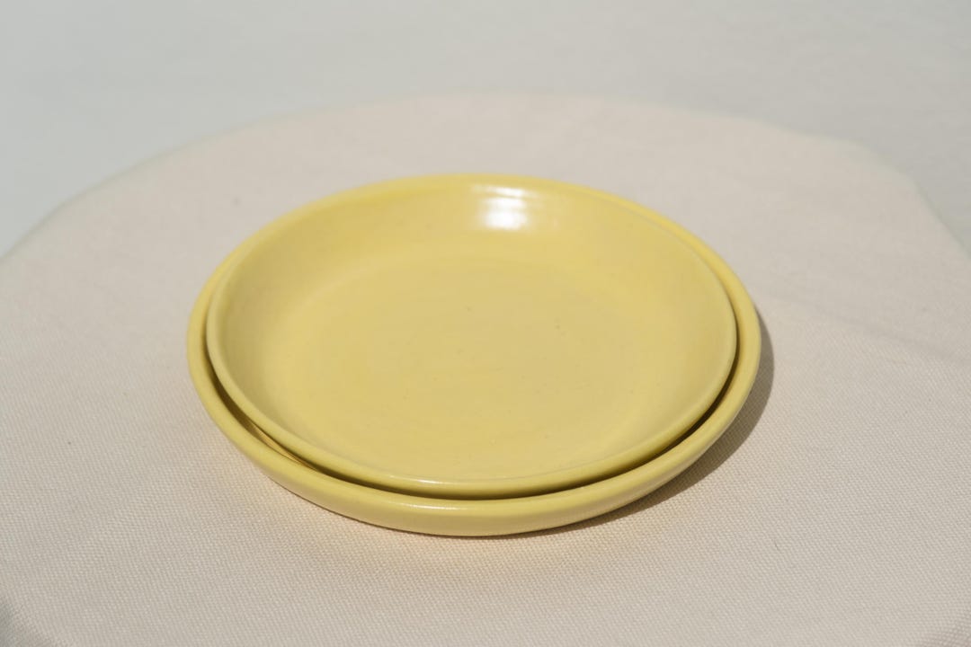 Handmade Ceramic Butter Yellow Plate Set - Etsy