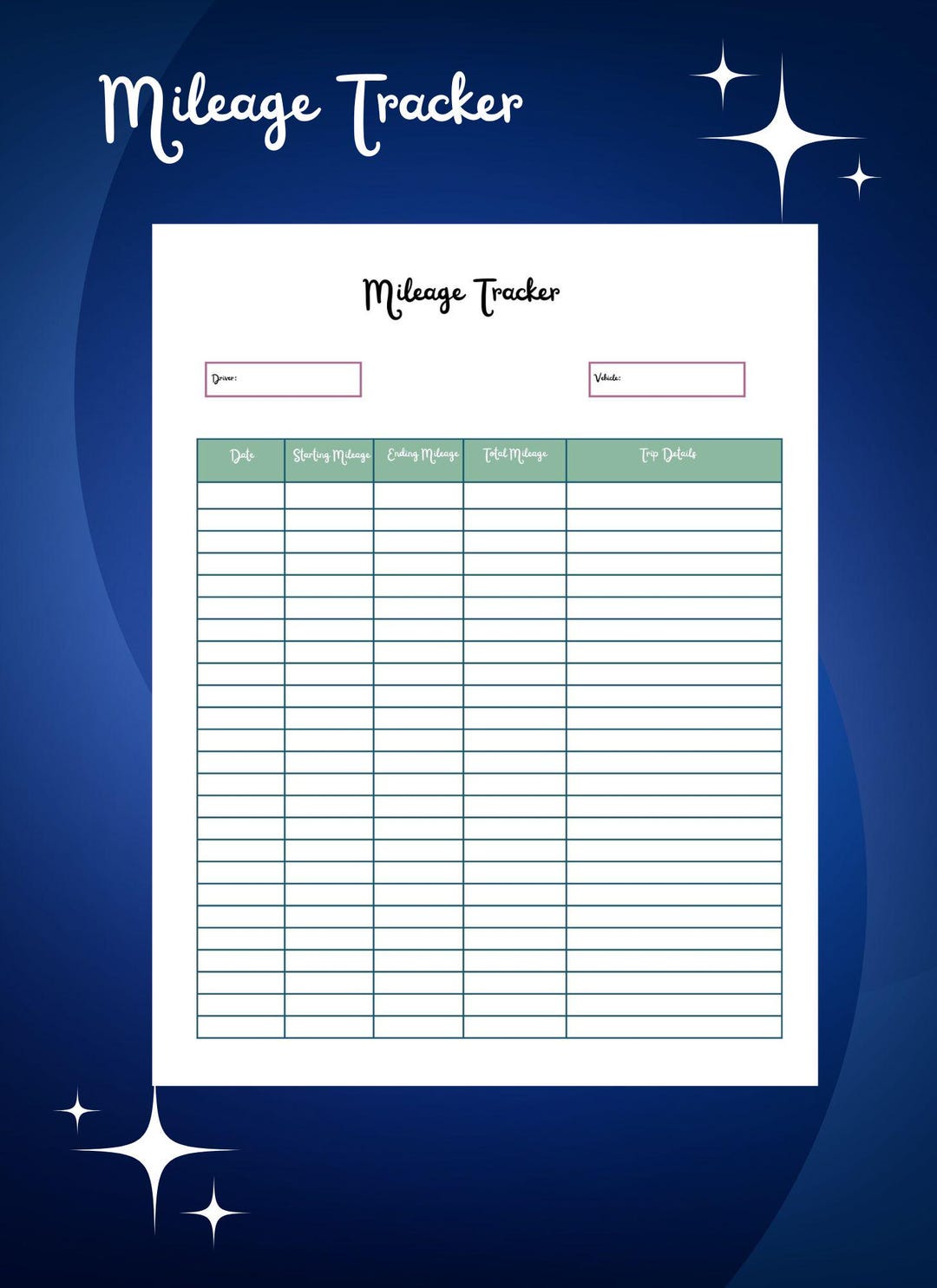 Mileage Log Printable, Work Trip Miles Tracker, Mileage Report Form ...