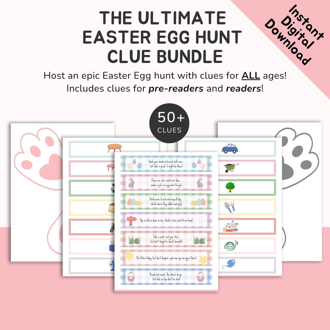 Easter Egg Hunt Clues for ALL Ages, Printable Egg Hunt Clues for ...