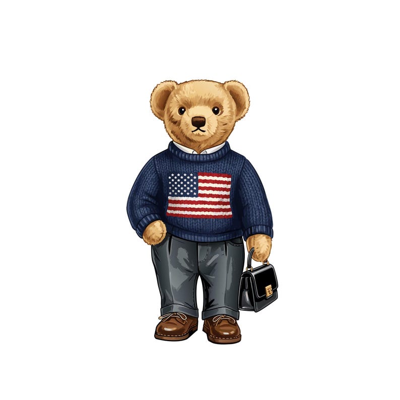 Elegante diseño de oso Ralph Lauren Polo con la bandera de EE. UU. en ...