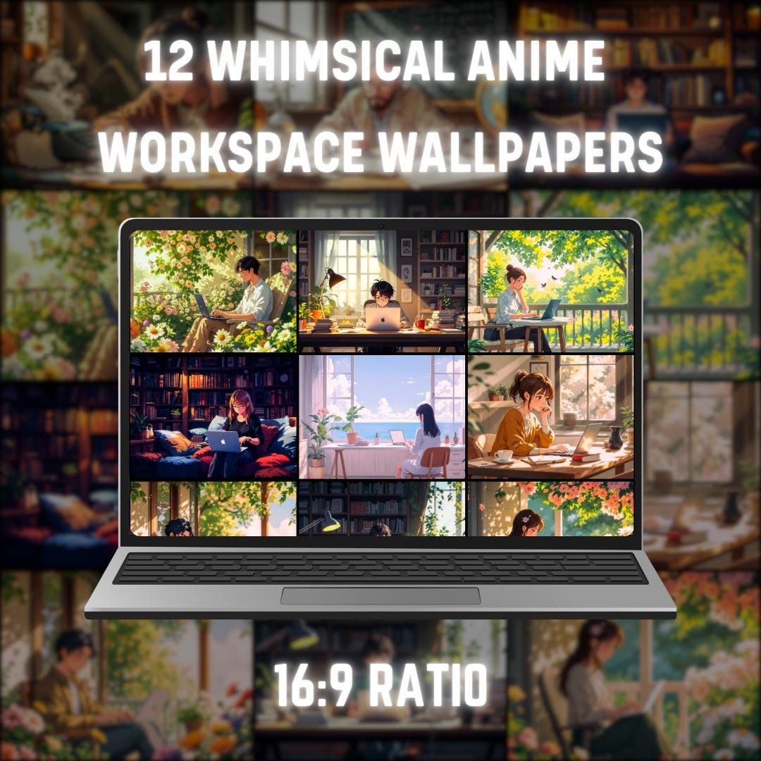 12 Whimsical Anime-style Workspace Wallpapers - Etsy