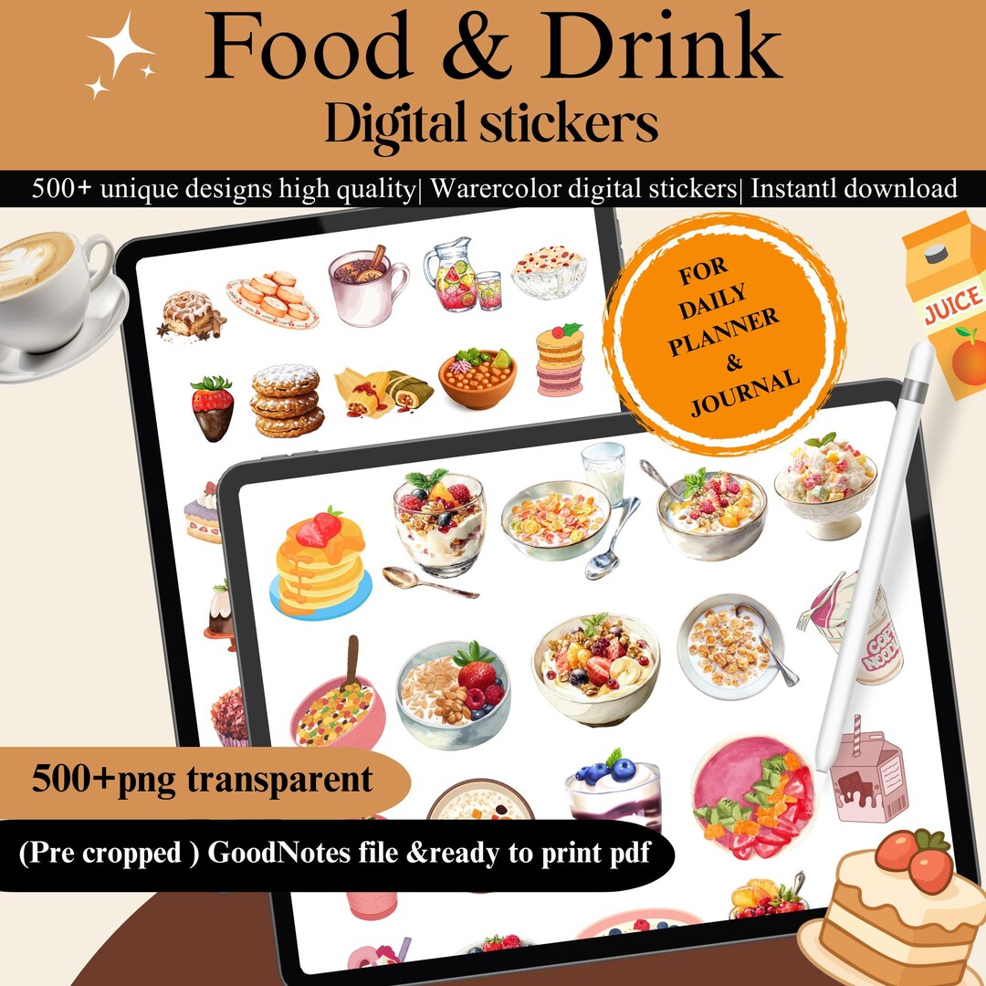 Food Digital Stickers for Meal Planner | 500+ Meal Planning Stickers ...